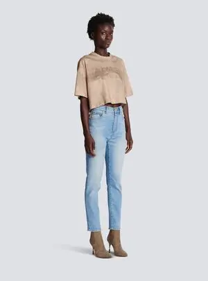 Balmain High Waist Straight Leg Jeans