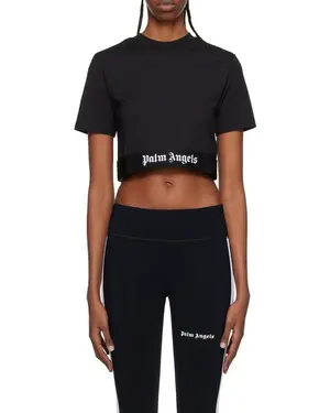 Palm Angels Logo Waistband Cropped T-shirt