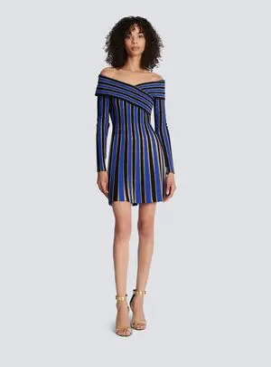 Balmain Metallic Striped Knit Dress