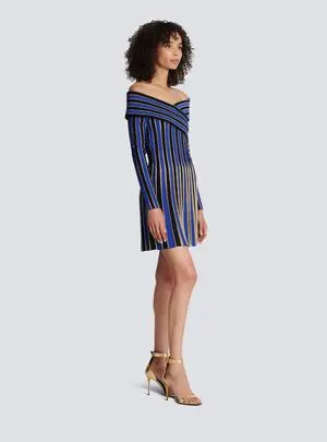 Balmain Metallic Striped Knit Dress