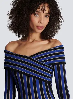 Balmain Metallic Striped Knit Dress
