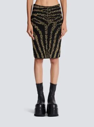 Balmain Embroidered Tweed Pencil Skirt