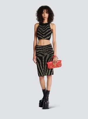 Balmain Embroidered Tweed Pencil Skirt