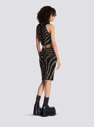 Balmain Embroidered Tweed Pencil Skirt