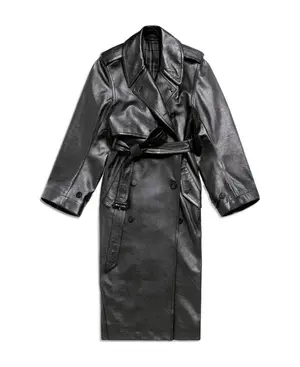 Balenciaga Fitted Double-breasted Leather Coat