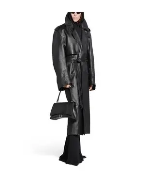 Balenciaga Fitted Double-breasted Leather Coat