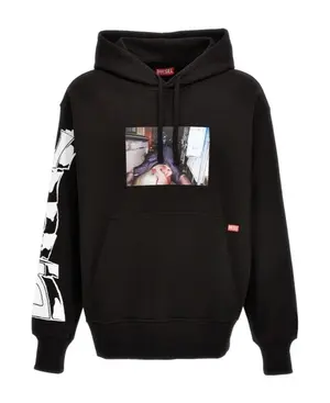 DIESEL® Graphic-printed Drawstring Hoodie - Black