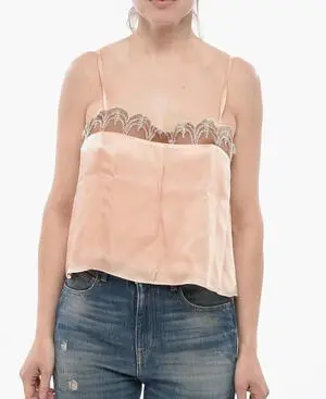 BODE Lace-trim Satin Top