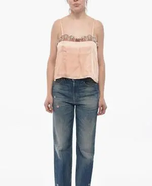 BODE Lace-trim Satin Top