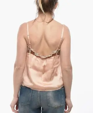 BODE Lace-trim Satin Top