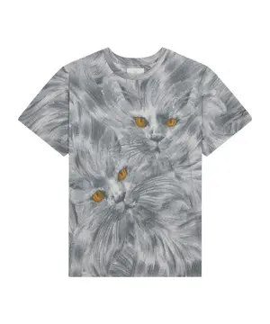 Givenchy Printed Cat T-shirt In Cotton - Gray