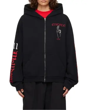 We11Done Elleven Zip-up Hoodie - Black