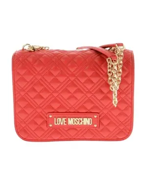 Moschino Quilted Logo-plaque Shoulder Bag - Red