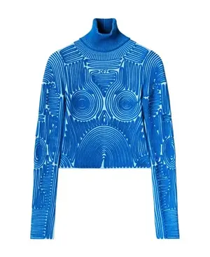 Off-White Flower Vortix Embroidered Top - Blue