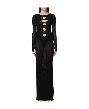 Off-White Cut-out Long-sleeved Knitted Dress - Black