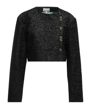 GANNI Solid Color Long-sleeve Coat - Black