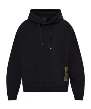 Dsquared2 Logo Patch Drawstring Hoodie - Black