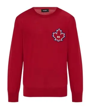 Dsquared2 Logo Embroidered Crewneck Jumper - Red