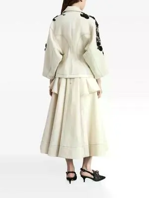 Antonio Marras Floral-appliqué Embroidered Midi Skirt - Neutrals