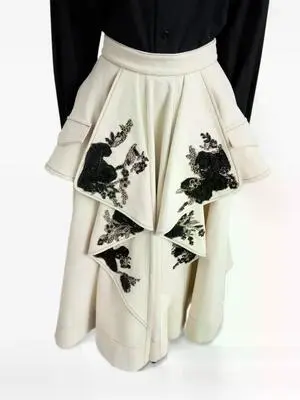 Antonio Marras Floral-appliqué Embroidered Midi Skirt