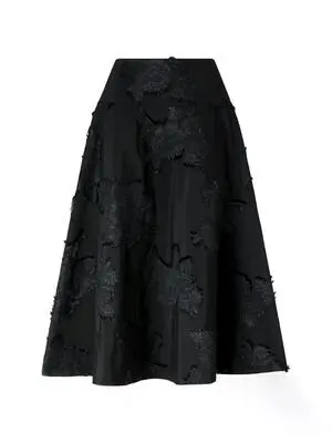 Antonio Marras Rose-motif Fil-coupé Midi Skirt - Black