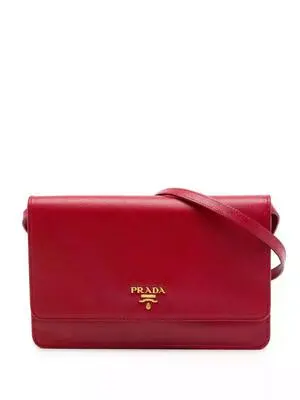 Prada 2010-2026 Saffiano Wallet On Strap Crossbody Bag - Red