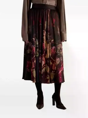 Antonio Marras Painterly Floral-print Silk Midi Skirt