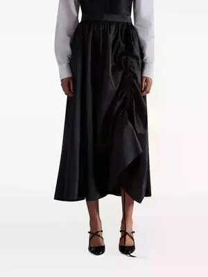 Antonio Marras Ruched Taffeta Midi Skirt - Black