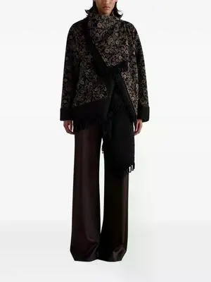 Antonio Marras Floral-jacquard Fringed-trim Coat