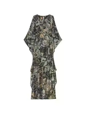 Antonio Marras Floral-print Draped Maxi Dress - Grey