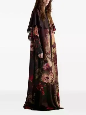 Antonio Marras Painterly-rose Silk-twill Maxi Dress