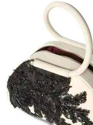 Antonio Marras Caragol Floral-embroidered Leather Tote Bag