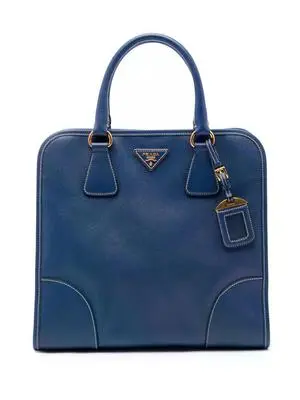Prada 2010-2026 Saffiano Lux Shopping Tote Satchel - Blue