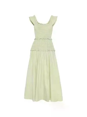 Faithfull The Brand Catalina Midi Dress Micro Check Pistachio - Green