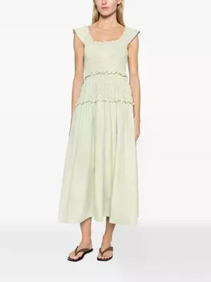 Faithfull The Brand Catalina Midi Dress Micro Check Pistachio
