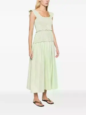 Faithfull The Brand Catalina Midi Dress Micro Check Pistachio