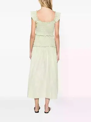 Faithfull The Brand Catalina Midi Dress Micro Check Pistachio