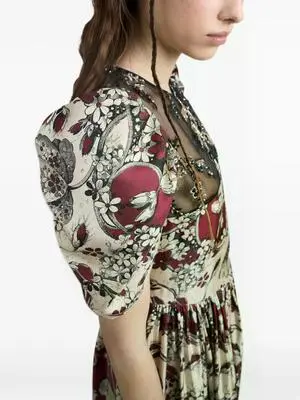 Antonio Marras Foulard-print Embroidered Maxi Dress