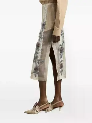 Antonio Marras Embroidered Lace-panel Midi Skirt
