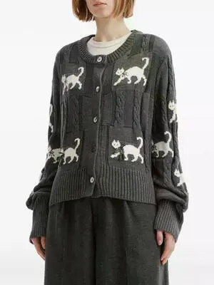 B+AB Cat-intarsia Cable-knit Cardigan