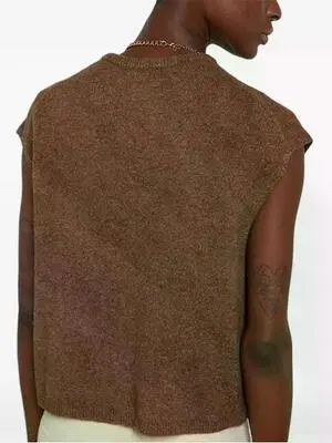 Maison123 Button-up Patch-pocket Sleeveless Cardigan