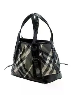 Burberry 2000-2017 Medium Beat Check Nylon Lowry Satchel
