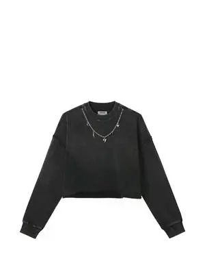 MUSIUM DIV. Charm-embellished Acid-wash Sweatshirt - Black
