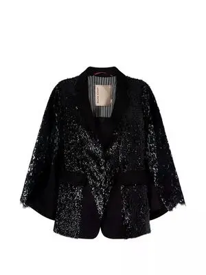 Antonio Marras Sequin-embellished Lace-sleeve Jacket - Black