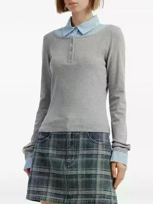 B+AB Layered-design Button-front Top