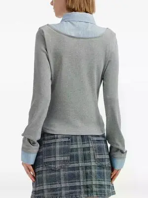 B+AB Layered-design Button-front Top