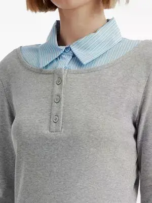 B+AB Layered-design Button-front Top