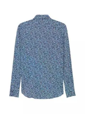 ORIAN Leaf-print Long-sleeve Shirt - Blue