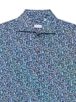 ORIAN Leaf-print Long-sleeve Shirt