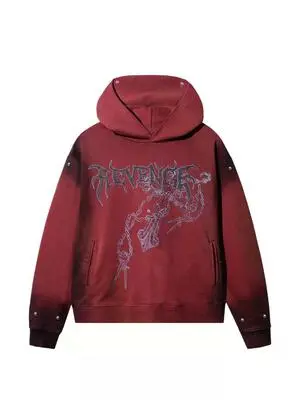 REVENGE Cross Chain Stud-embellished Hoodie - Red